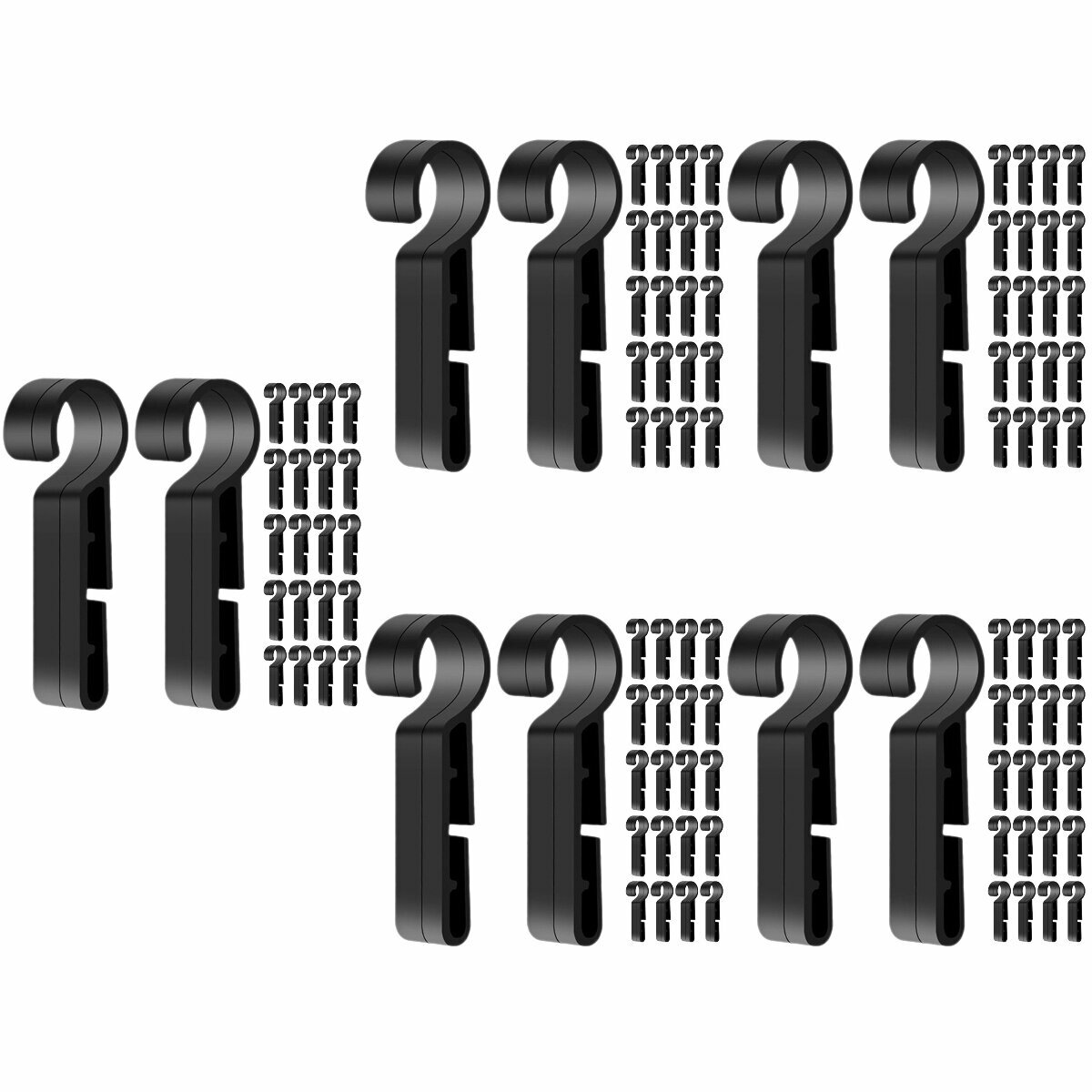 Черные пластиковые клипсы для фиксации налобных фонарей на защитных касках, набор 250 шт