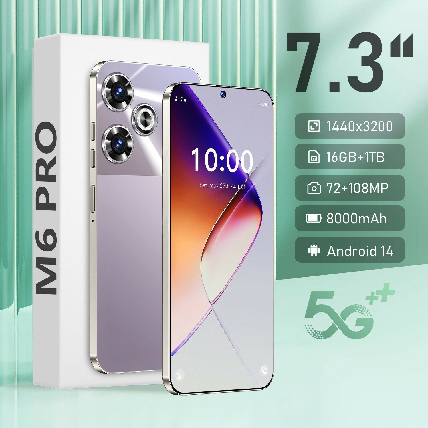 Смартфон M6 Pro с 7.3-дюймовым экраном на Android
