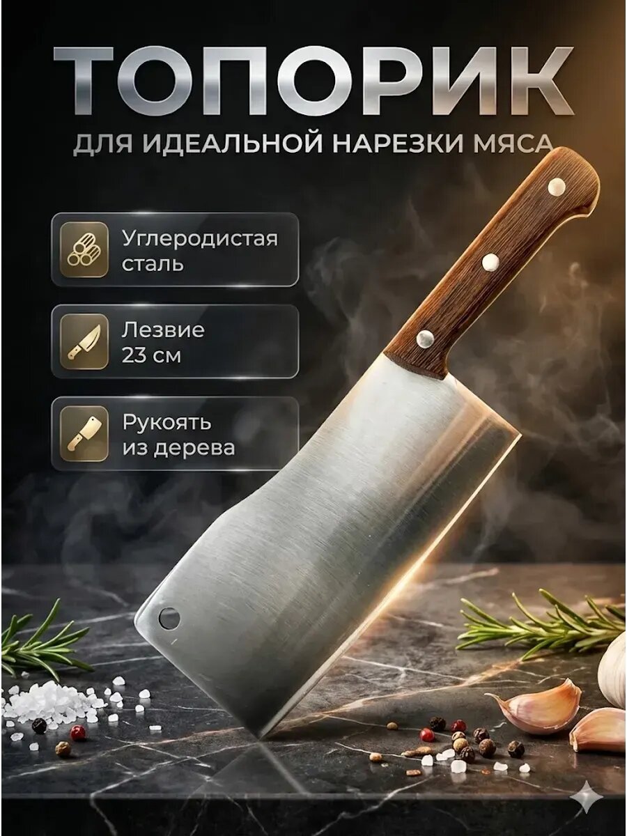 Ножик топорик кухонный для рубки мяса и костей 23 см