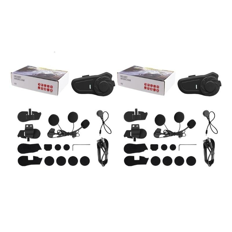 Bluetooth-гарнитура для мотоциклетных шлемов, 2 комплекта