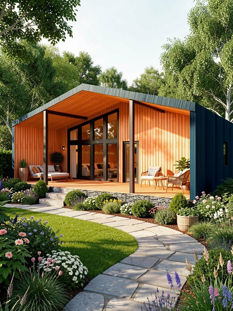 Проект одноэтажного каркасного дома с террасой, детской, сауной 10,0х14,50 м