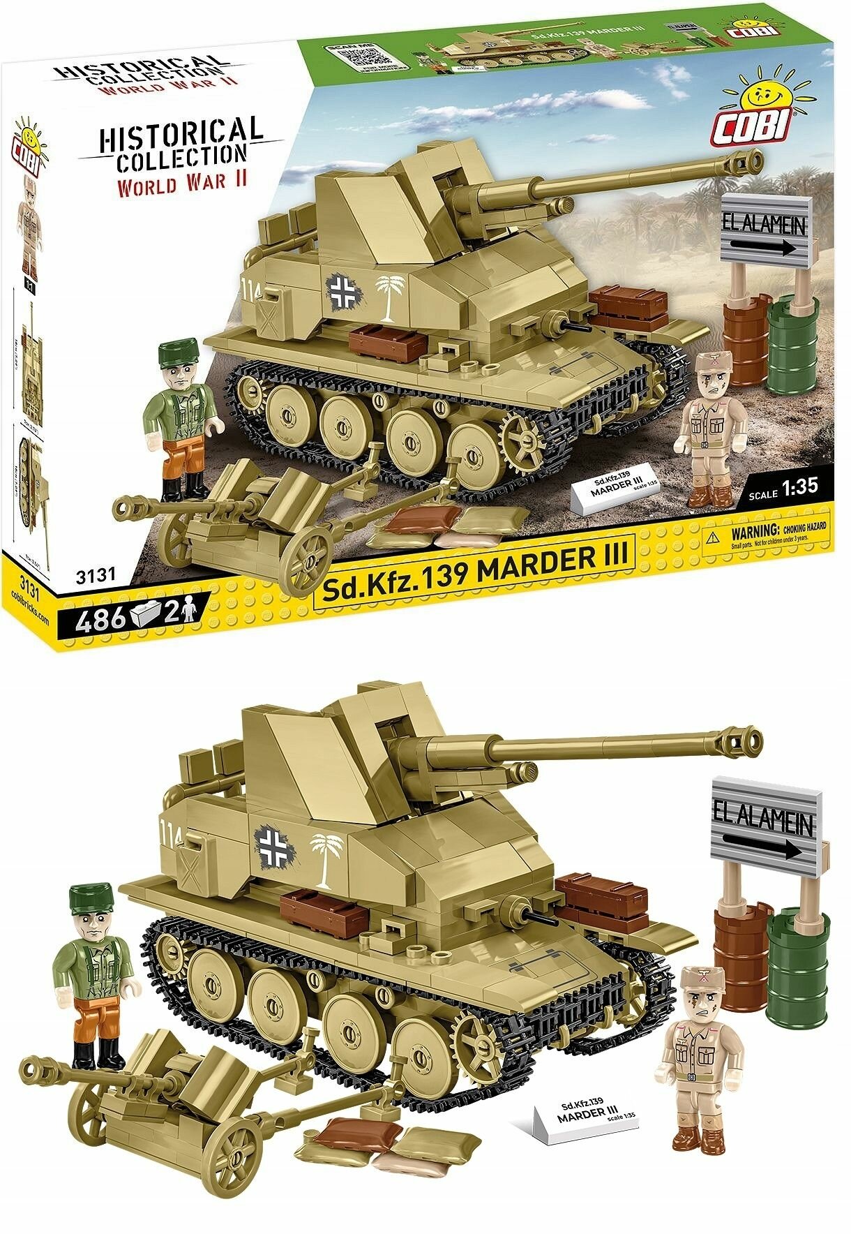 Конструктор Cobi Historical Collection World War II - Истребитель танков Sd. Kfz.139 Marder III+ фигурки, 486 эл. - 3131
