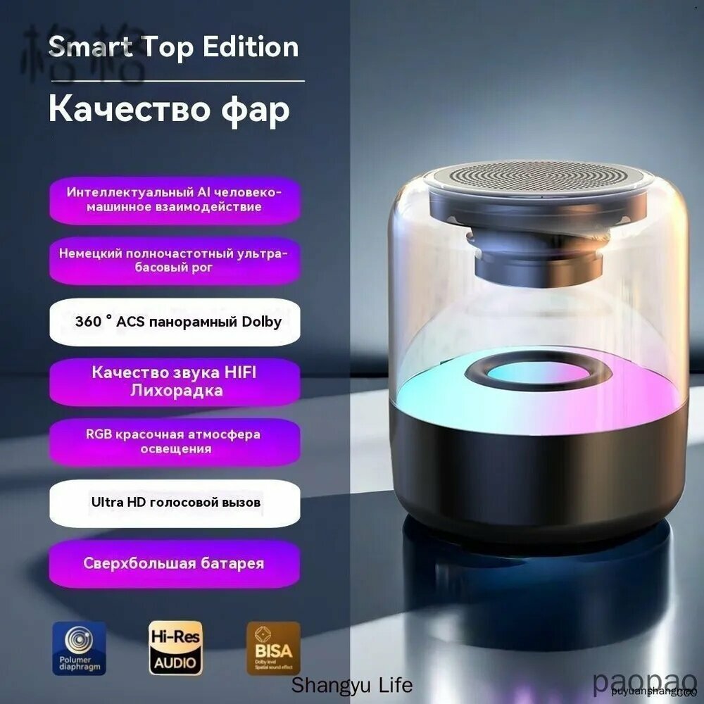 Умная колонка, с искусственным интеллектом GigaChat,10, прозрачный, черный