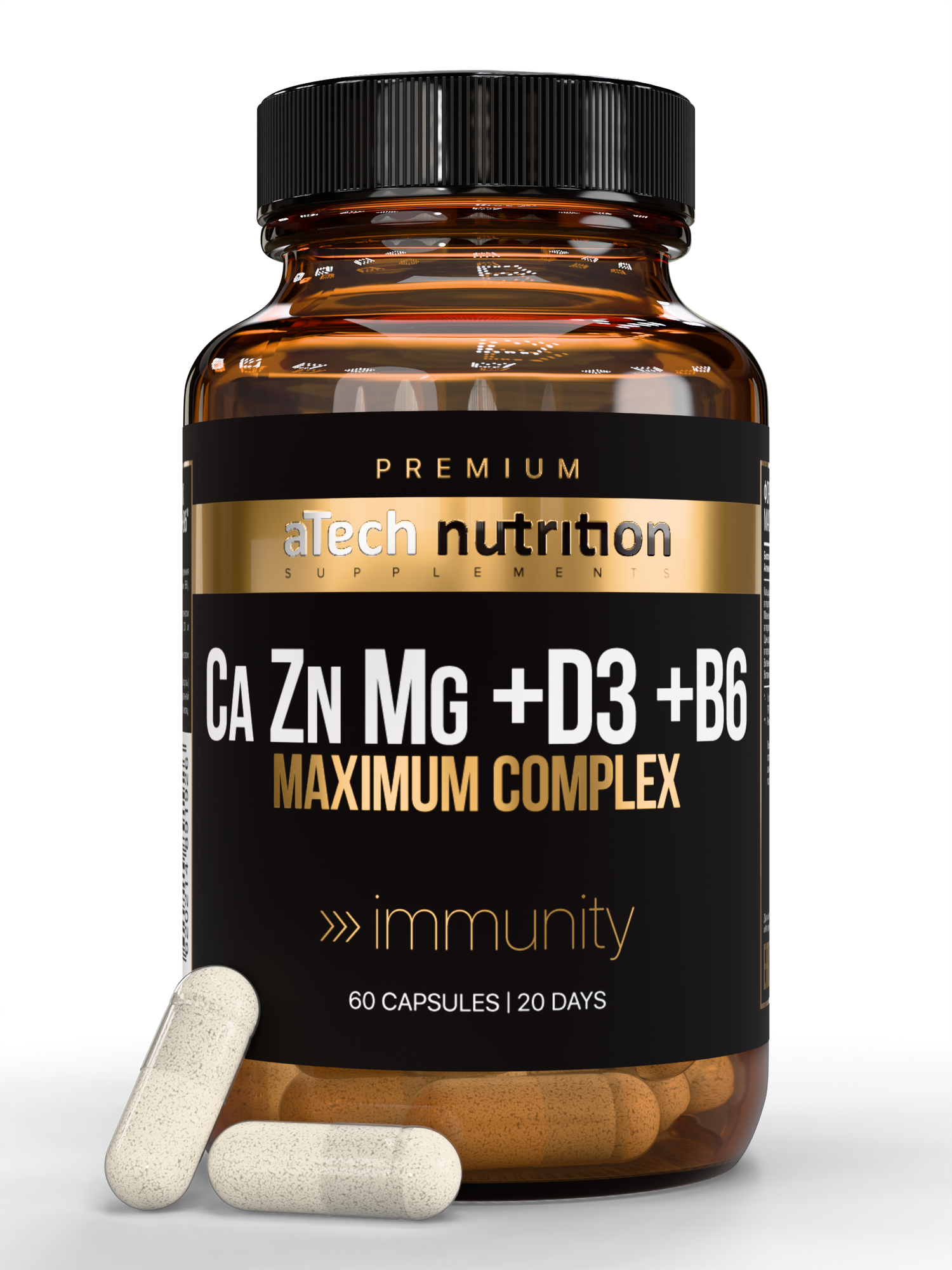 Кальций цинк магний цитрат + Д3 + В6 аTech Nutrition PREMIUM 60 капсул