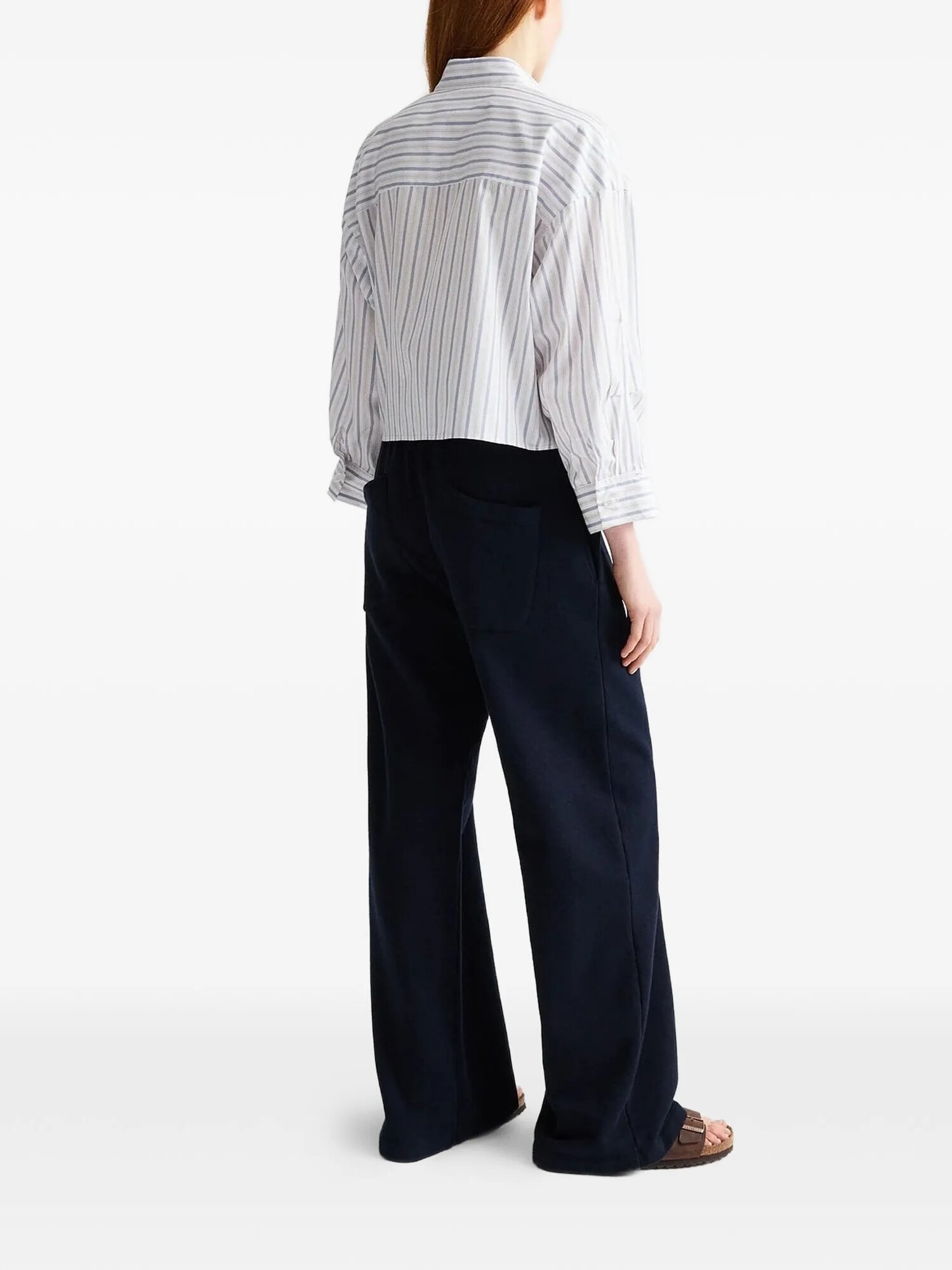 Рубашка TWP Striped-cropped shirt, размер M-L, бежевый/белый — фото 1
