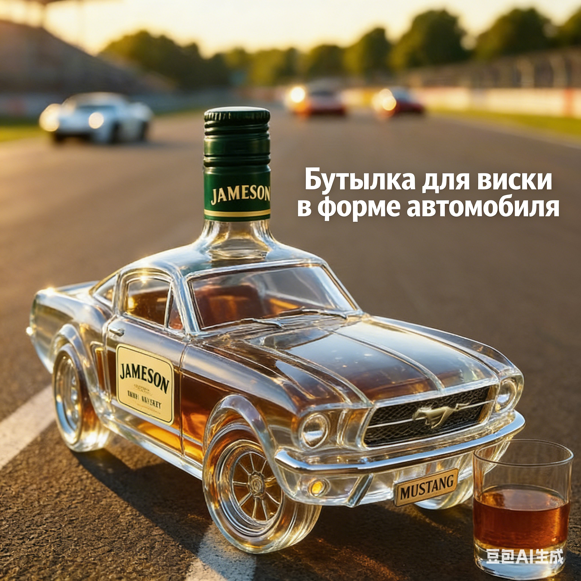 Бутылка для виски в форме автомобиля, стеклянная,17*7*8 см, практичная, 200 мл