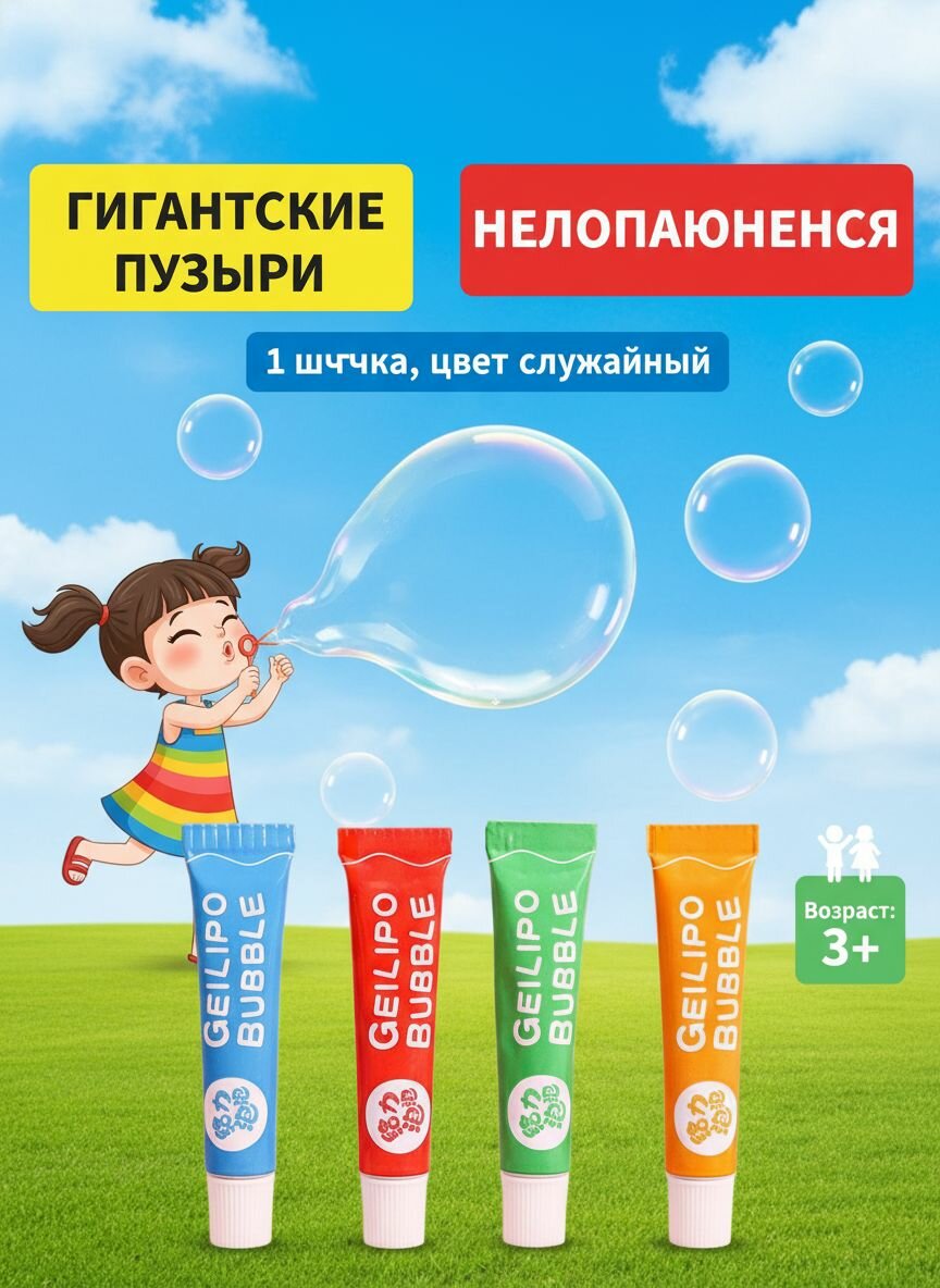 Игрушки для выдувания мыльных пузырей, цветная жевательная резинка, детские подарки, школьные принадлежности, случайные цвета.