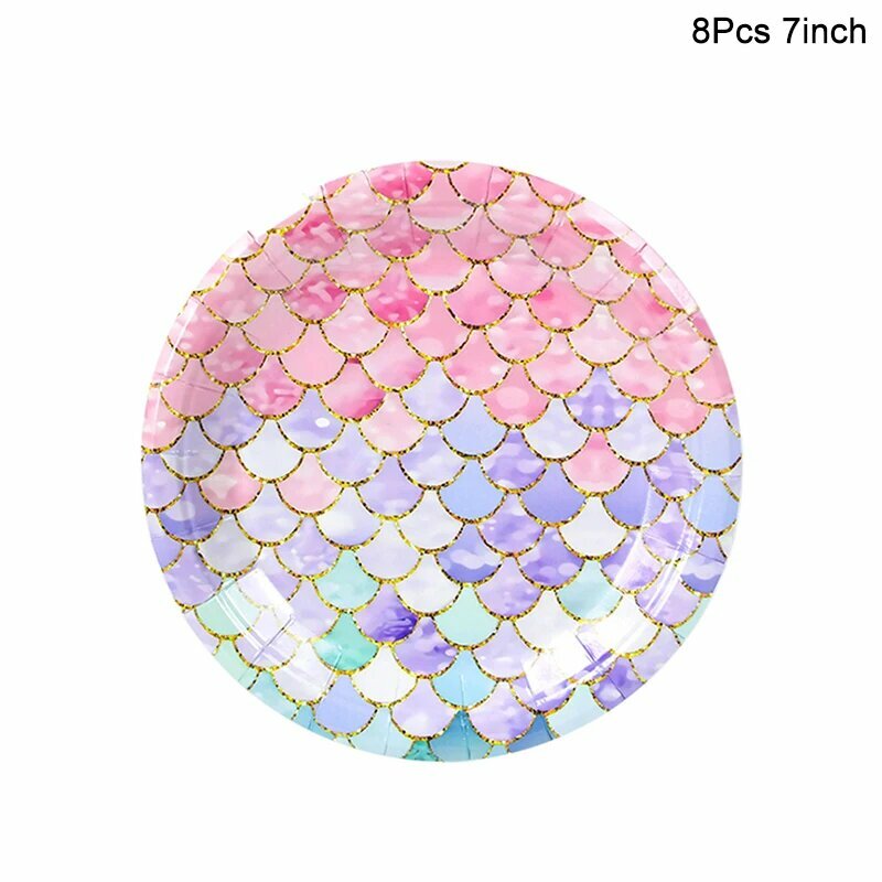Одноразовая посуда для вечеринки в стиле русалки ZQNYCY 8pcs 7inch plate