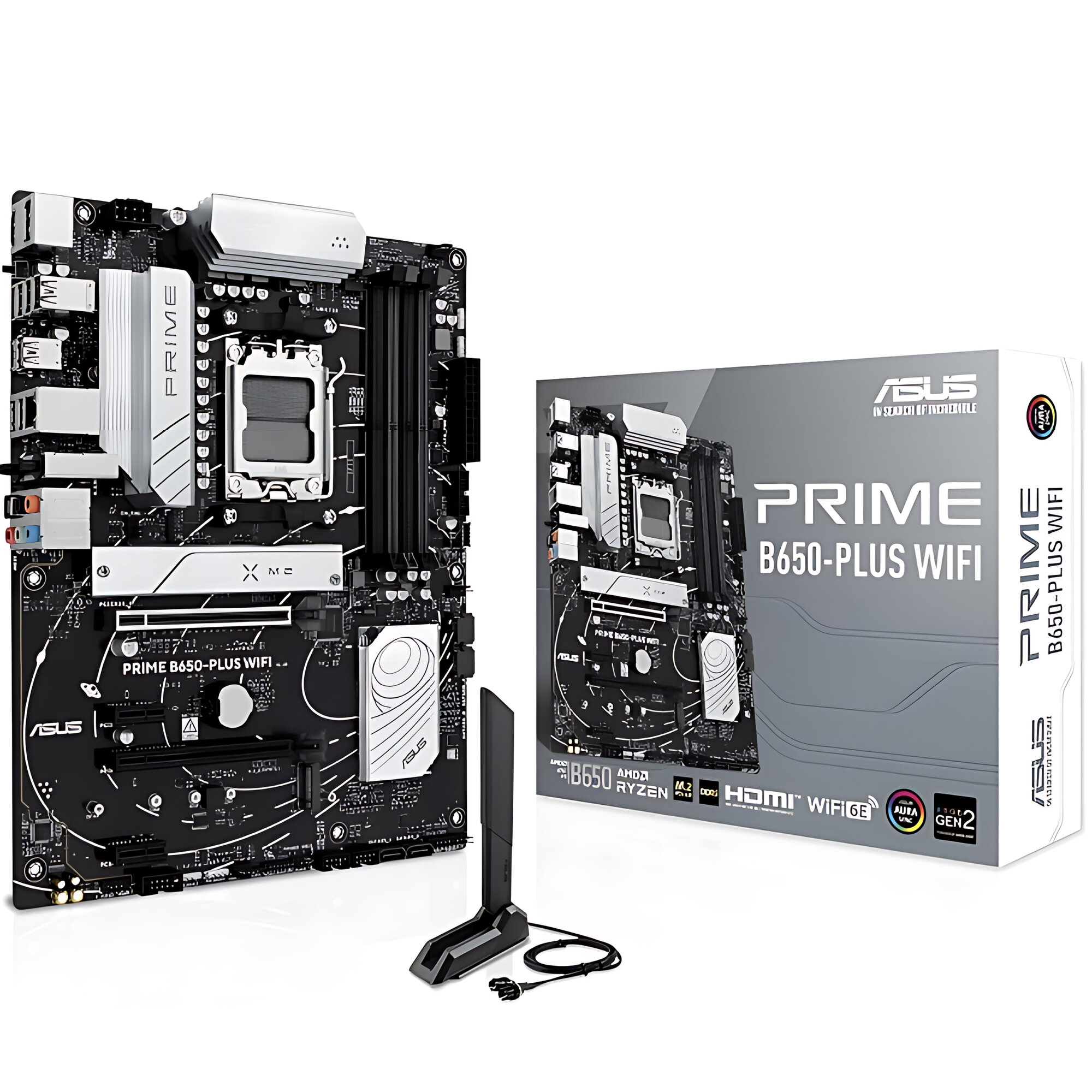 Материнская плата ASUS PRIME B650-PLUS WIFI (AM5/AMD B650/4xDDR5/2xPCI-Ex16/2xM.2/SB7.1/GLAN/Wi-Fi/BT/DP/HDMI/ATX)