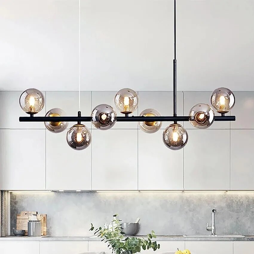 Люстра, LED, G9, 9 ламп, стеклянный шар, современный стиль, для столовой, гостиной, кухни, офиса, 65 см