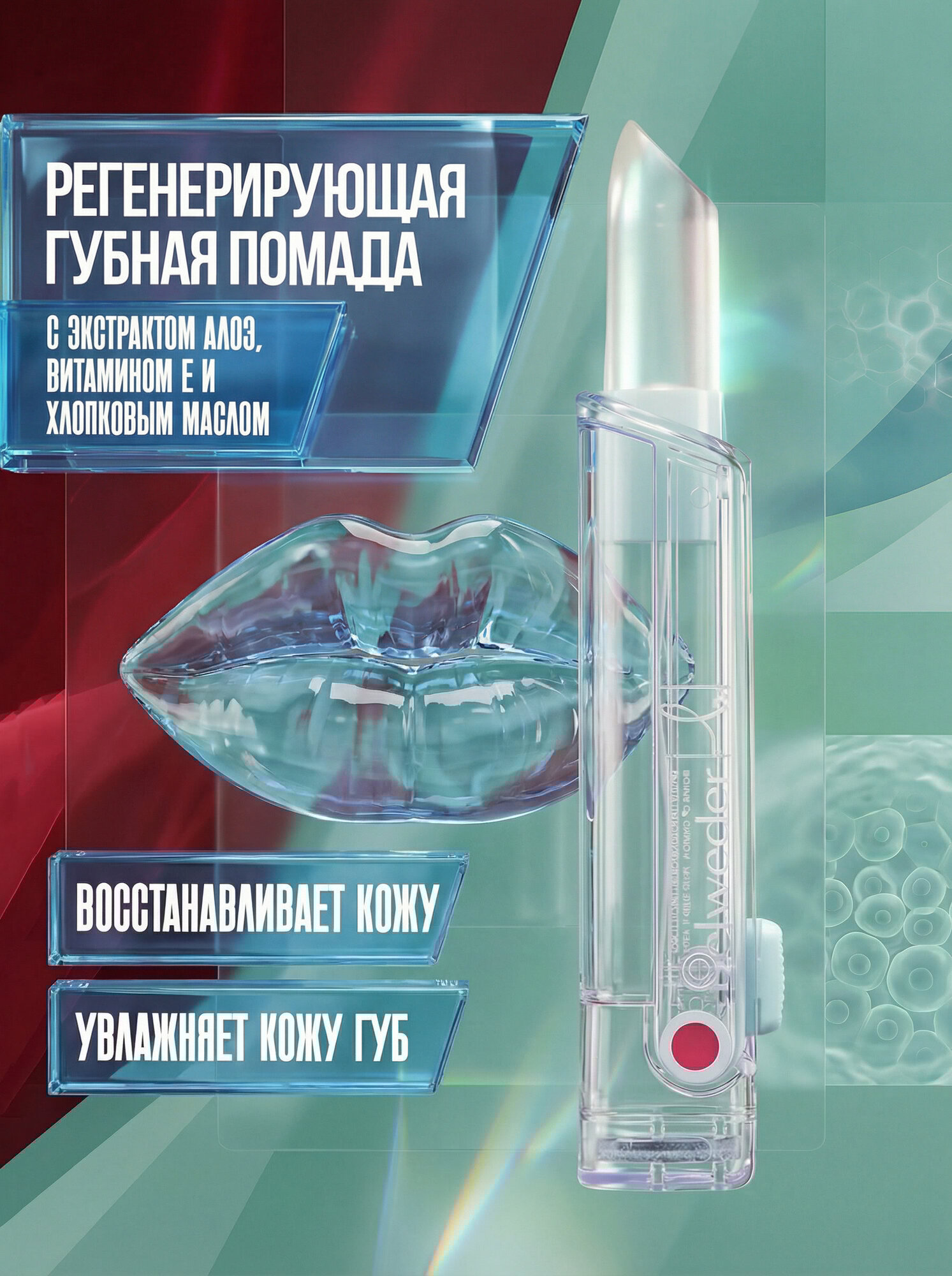 BELWEDER гигиеническая губная помада защитная регенерирующая с экстрактом алоэ, витамином Е и хлопковым маслом, 1 шт