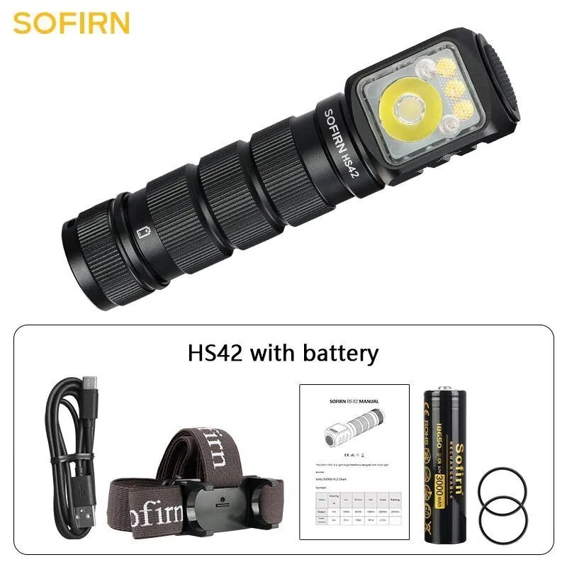 Фонарь-прожектор Sofirn HS42 - 2100lm, 18650 Батарея, Черный, для поисково-розыскных работ — фото 1