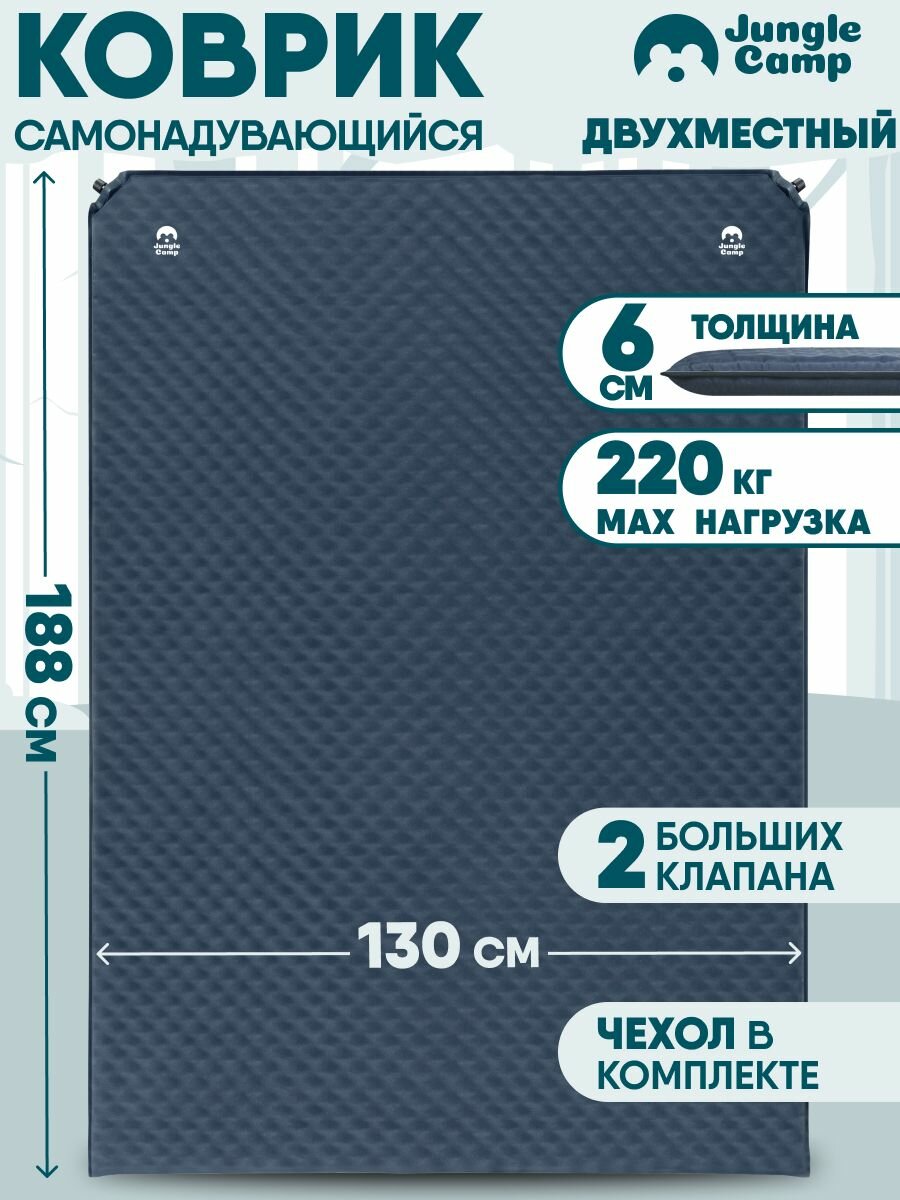 Коврик самонадувающийся, двухместный Jungle Camp Camper 60 Double,188х130х6 см