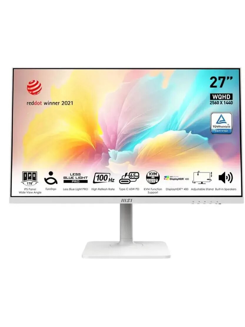 Монитор 27" MSI, Modern MD272QXPW, IPS, 100Гц, 16:9, HDMI, DP, Белый
