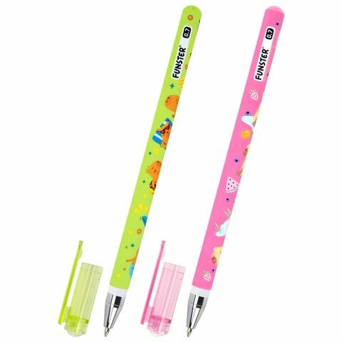 36 шт. Ручка шариковая с принтом FUNSTER (фанстер) STICK "CUTE CAPY", синяя, SOFT TOUCH покрытие, узел 0,7 мм, линия письма 0,35 м, 144393