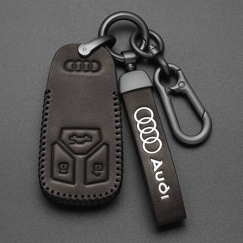 Универсальный чехол для ключа Audi Smart стиль B коричневый из премиальной натуральной кожи