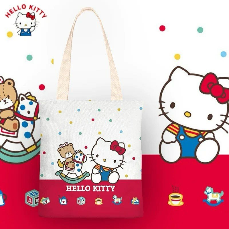 Сумка на плечо детская для девочек 36*31 Hello Kitty бело-красная