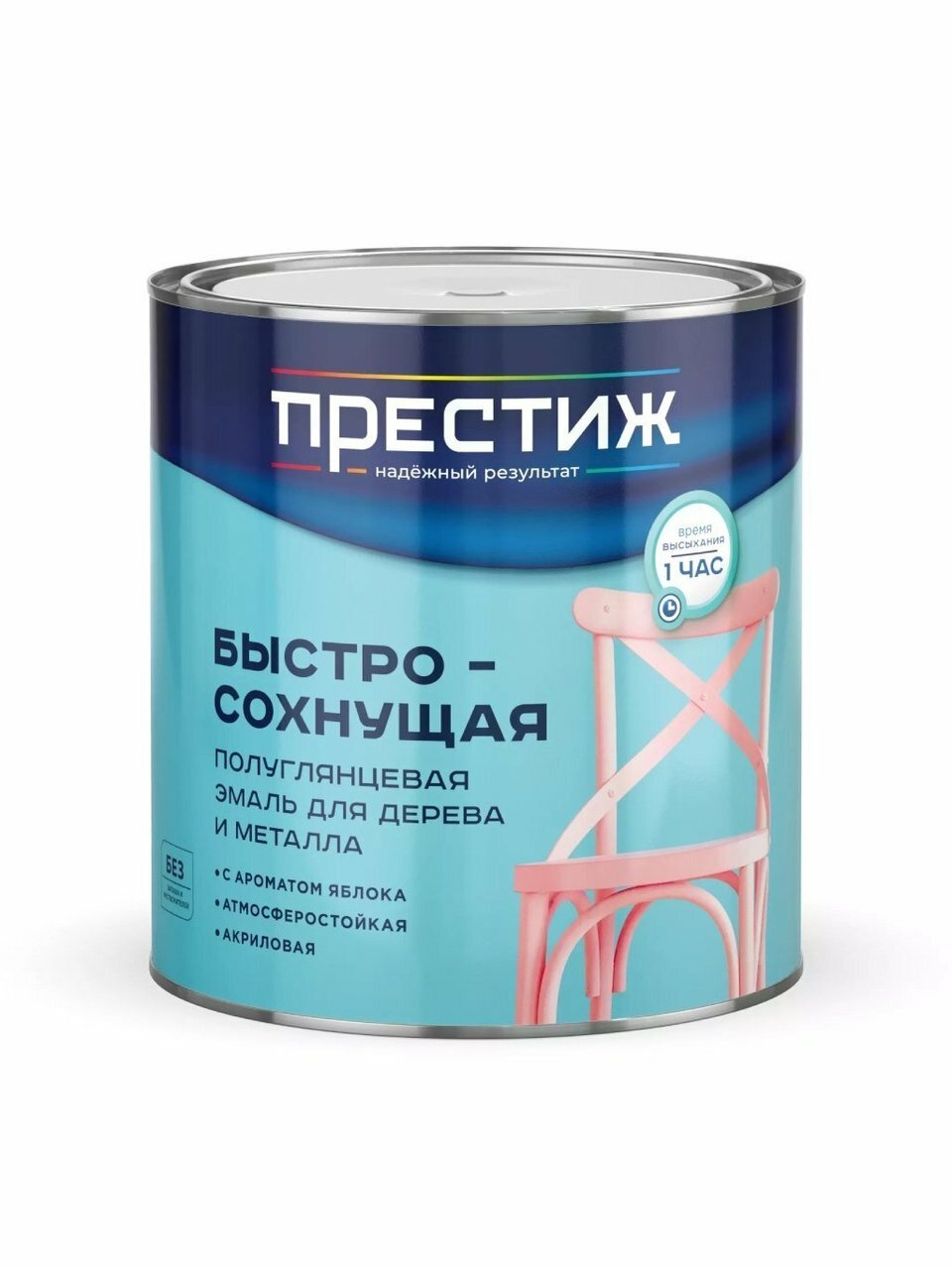 Эмаль акриловая Престиж шоколадная 30 кг полуглянцевая быстросохнущая для дерева и металла с ароматом яблока для работ
