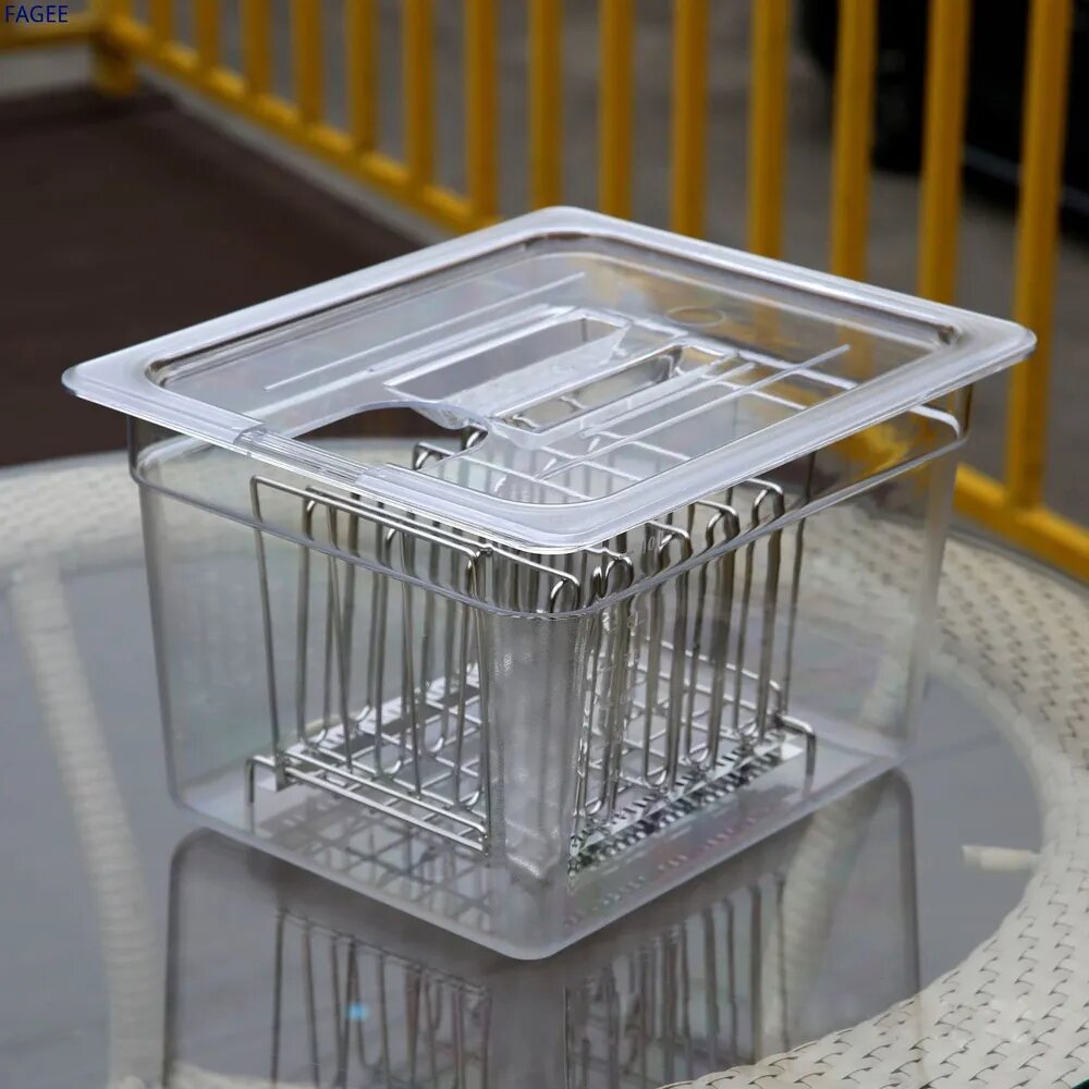 Аксессуар для холодильника для су-вид, пластиковый контейнер с решеткой из нержавеющей стали