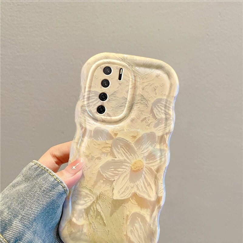 Силиконовый чехол для Huawei nova 6 5G с кремовым синим светом и дизайном масляной живописи цветов