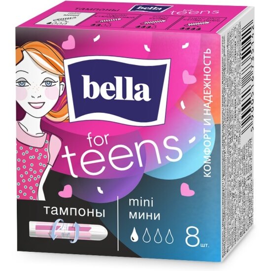 Тампоны женские гигиенические Bella for teens, mini 8 шт