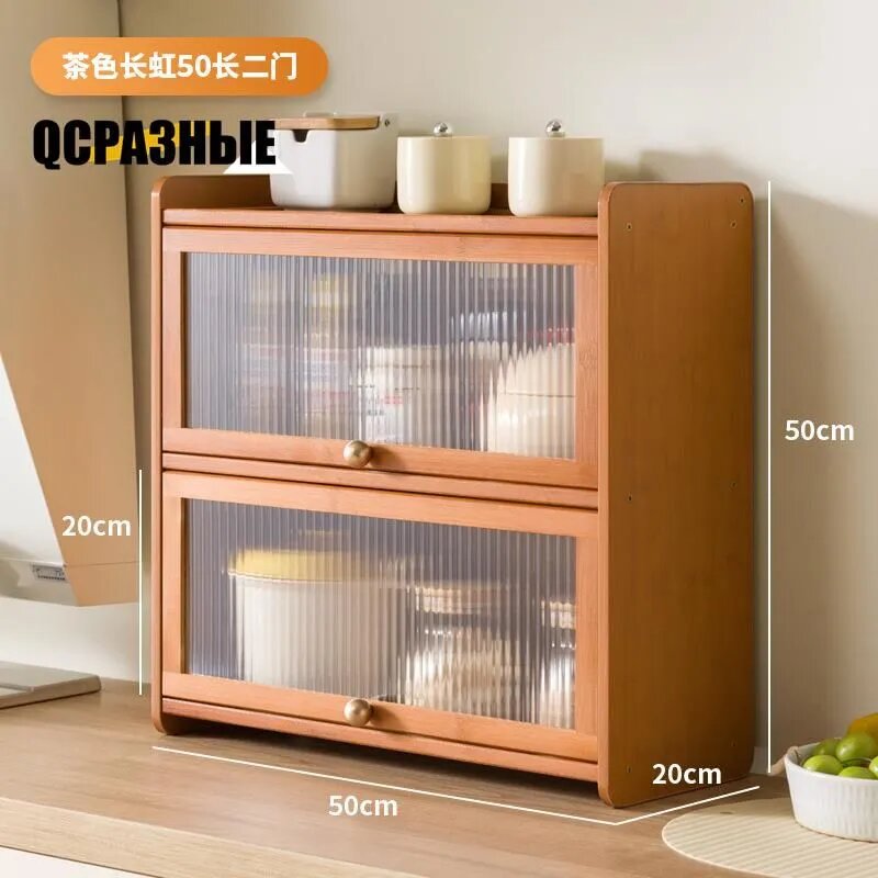 Деревянная хлебница с акриловой дверцей, 50x50x20 см, коричневая