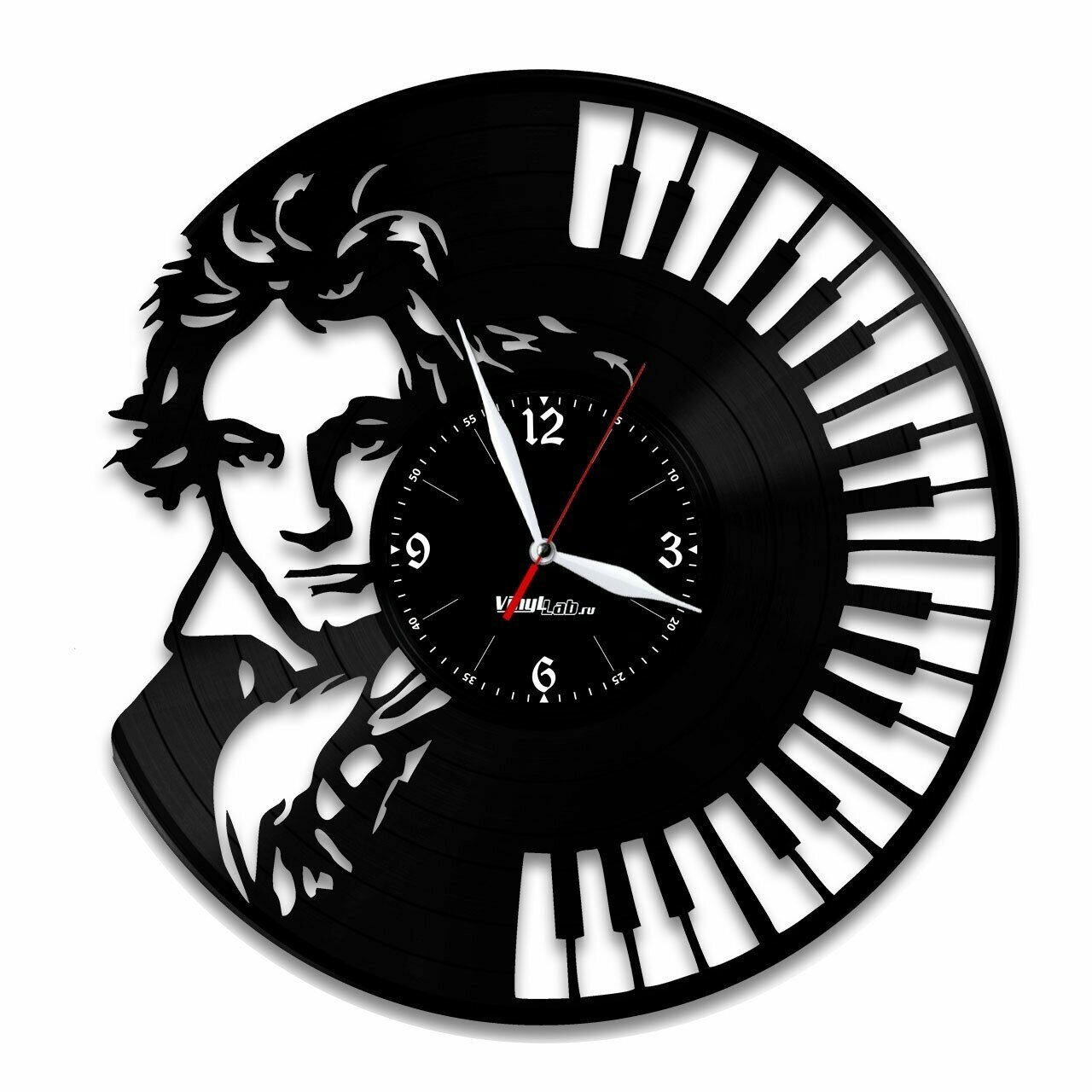 Часы из виниловой пластинки (c) VinylLab Бетховен, диаметр 30 см