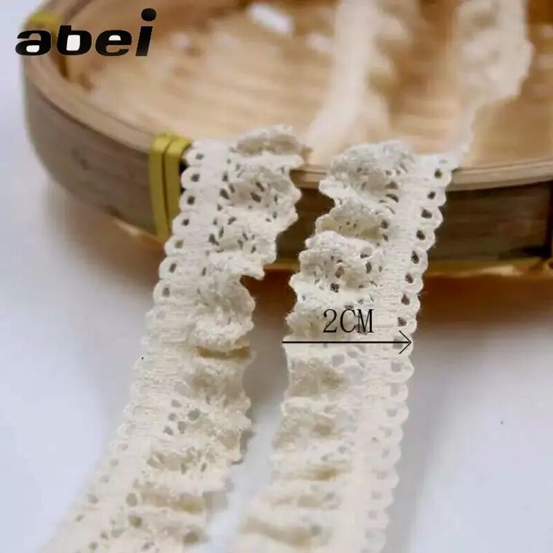 Бежевые эластичные хлопковые кружевные бейки abei, 2 см