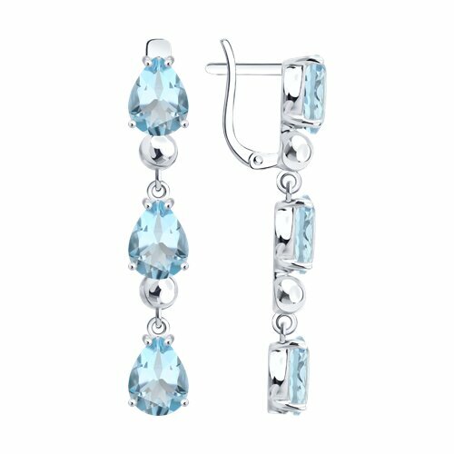 Серьги, серебро, 925 проба, родирование, топаз