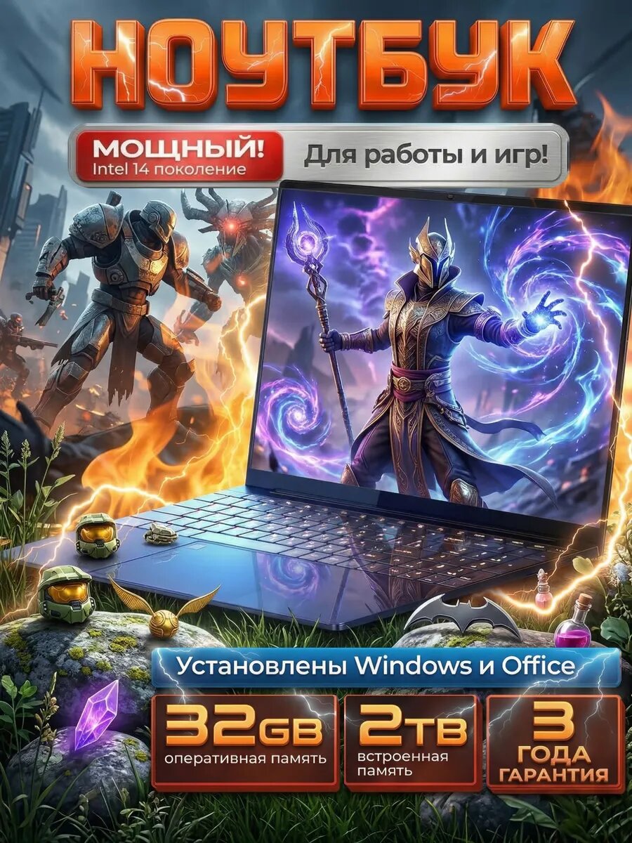 Ноутбук Intel Core i7-14700HX, 32GB RAM, 2048GB SSD, 2026 + Windows, Office