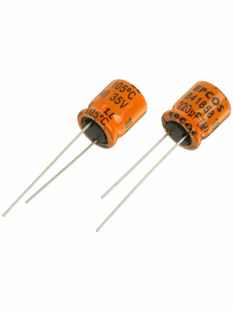 Конденсатор 220мкФ 35В 10*12мм 105С (упаковка 2шт) Epcos B41858C7227M 746мА 5000час
