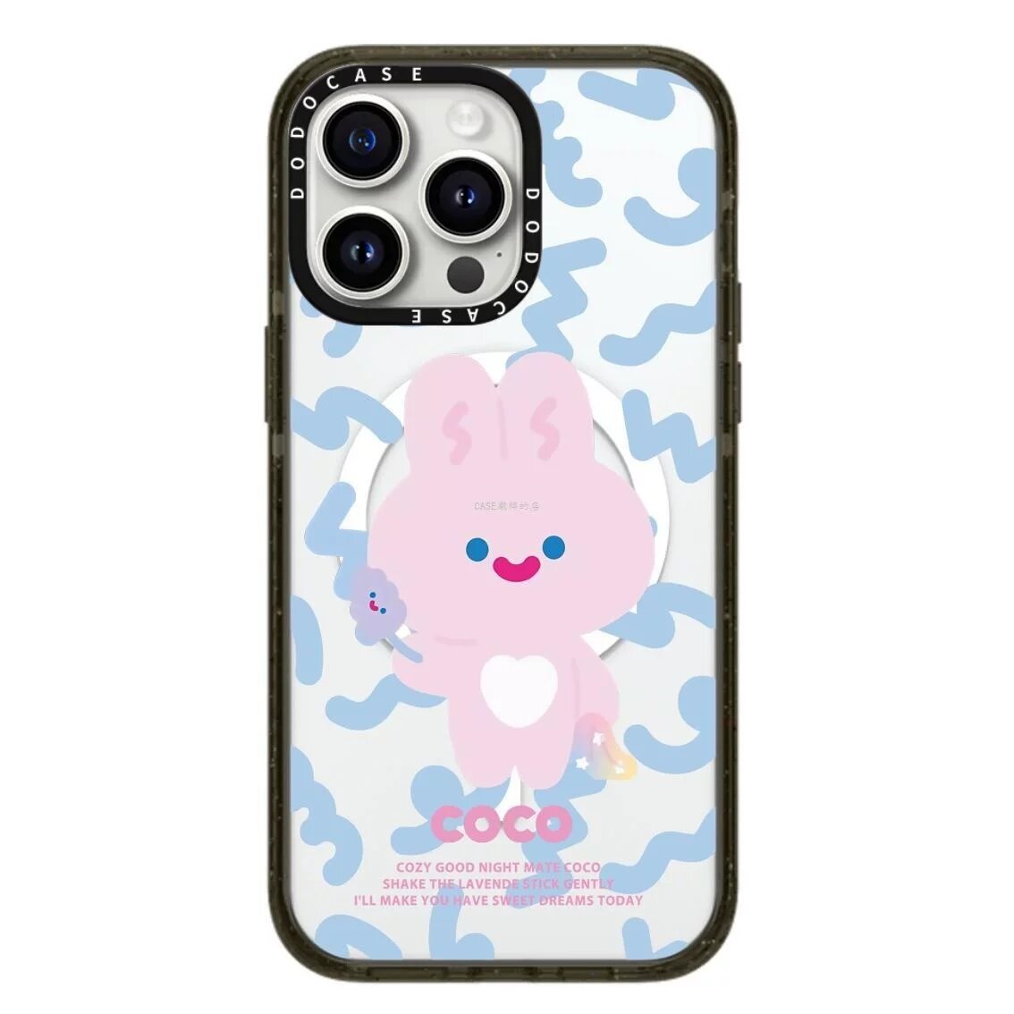 DODOCASE iPhone Air Стикер COCO розовый кролик прозрачная черная рамка совместимость с MagSafe