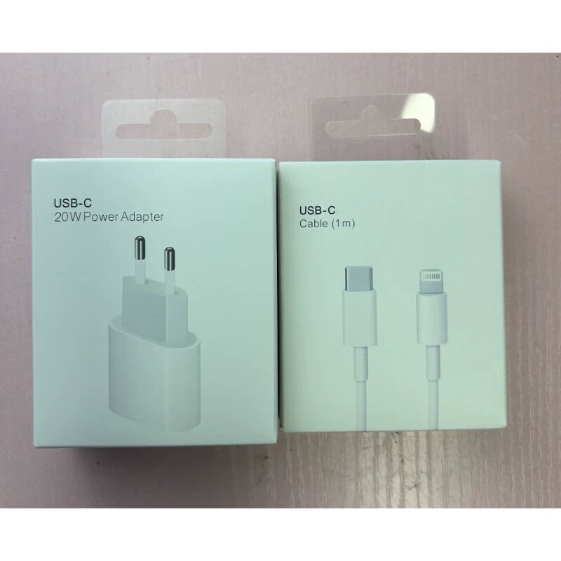Набор PD 20W зарядное устройство + кабель USB-C к Lightning для iPhone 14 с евровилкой, быстрая зарядка