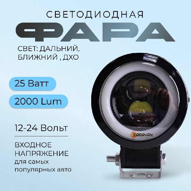 Светодиодная линзованная фара ДХО дальний/ближний свет на крышу и бампер авто мото