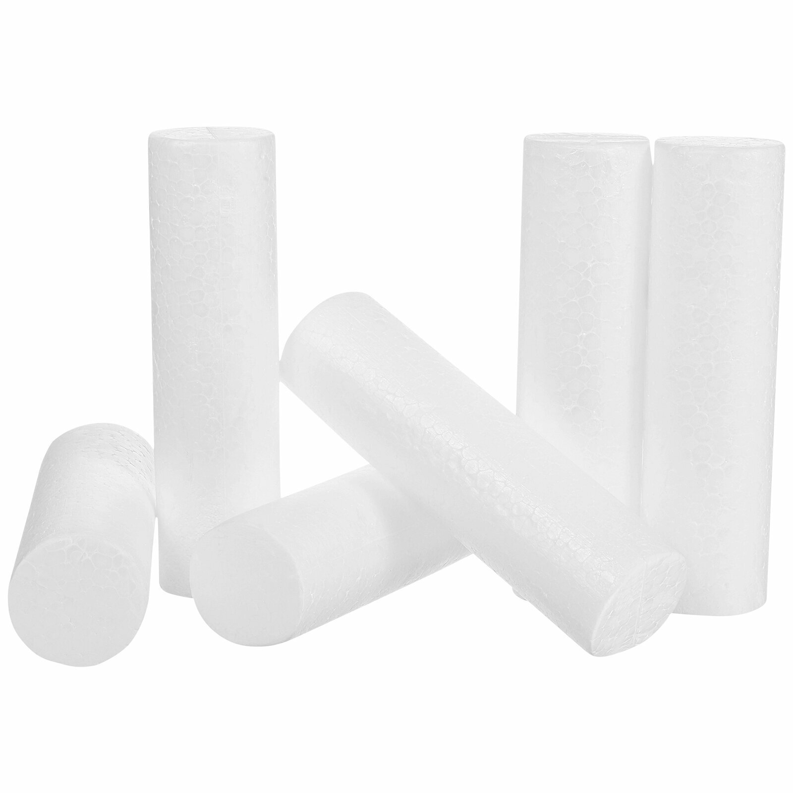 Набор из 6 белых декоративных цилиндров из пенопласта для декора