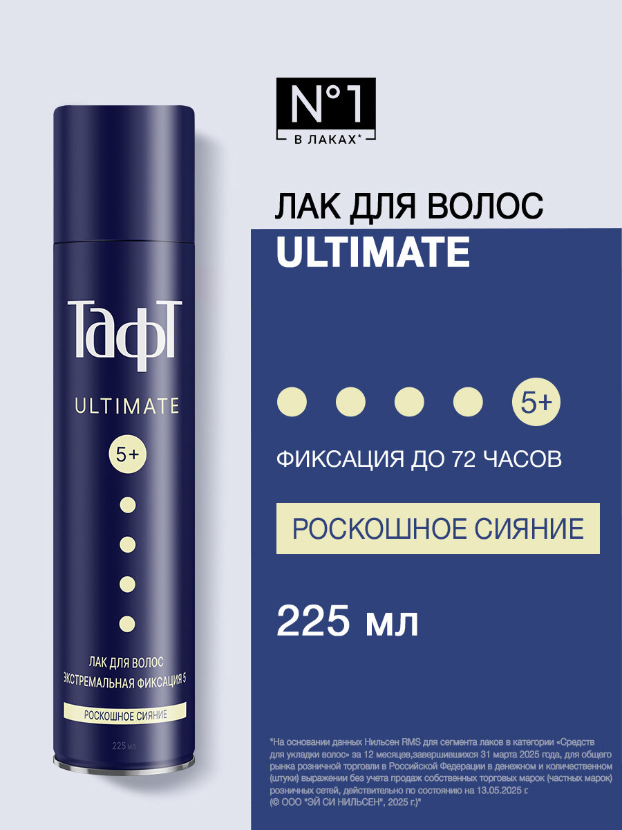 Тафт Лак для волос Ultimate, экстремальная фиксация, 225 мл