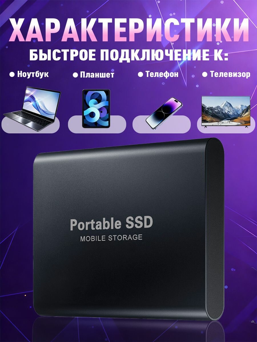 1 ТБ Внешний жесткий диск (1TB), Металл, черный