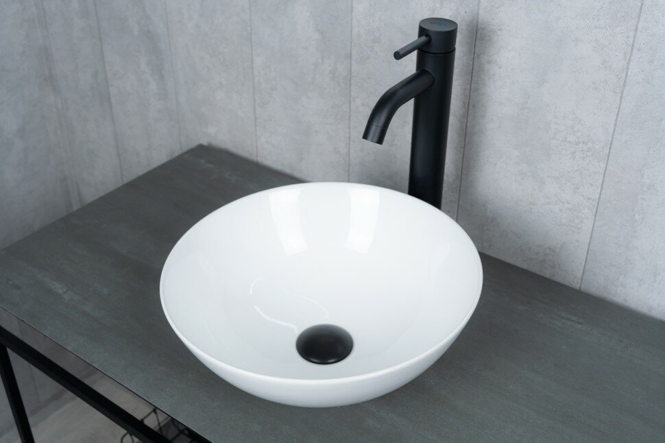 Раковина GID-Ceramic Esfera 9081W, накладная, круглая, белая, 36 см