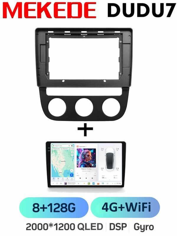 Магнитола Mekede 10" DUDU7 8/128 Gb для Volkswagen Jetta 5 Golf 5 2005-2010 F2 carpay Android