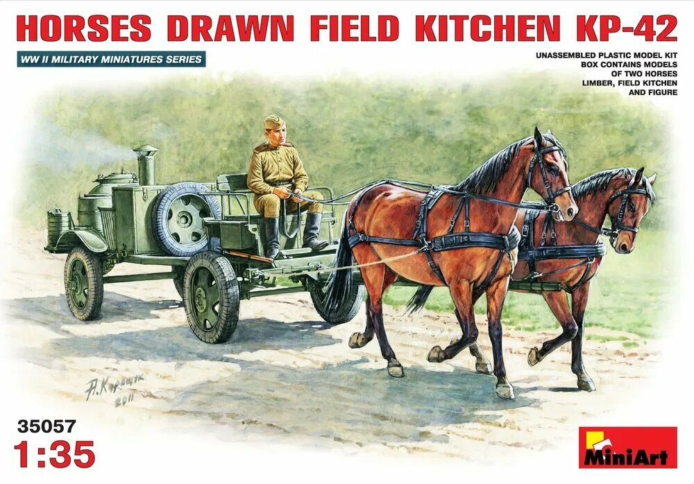 MiniArt 1/35 35057 Сцена полевая кухня на конной тяге КП-42 в пластиковом исполнении