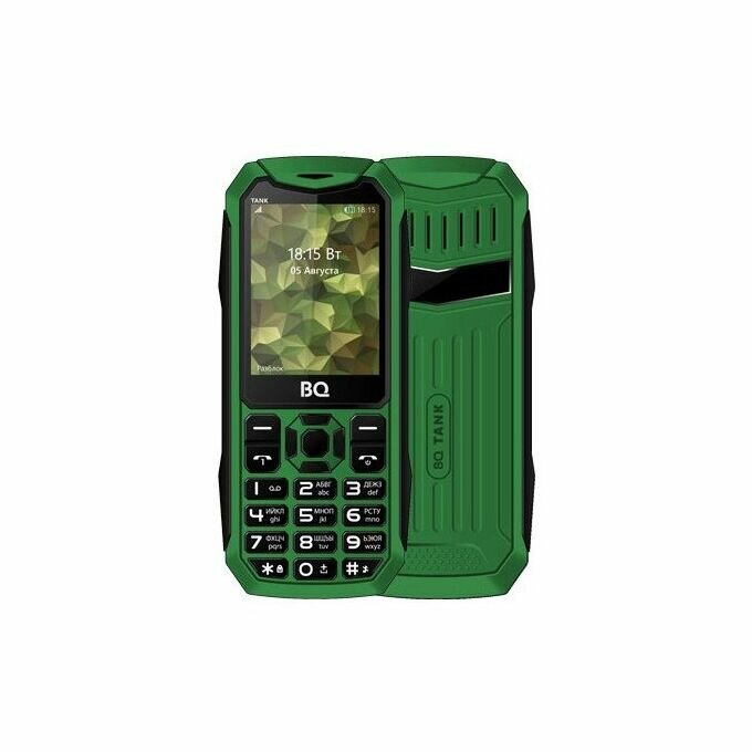 Мобильный телефон BQ 2430 Tank Power Green+Silver, Зеленый с серебристыми вставками (Green+Silver), Основная 0.3 Мп.