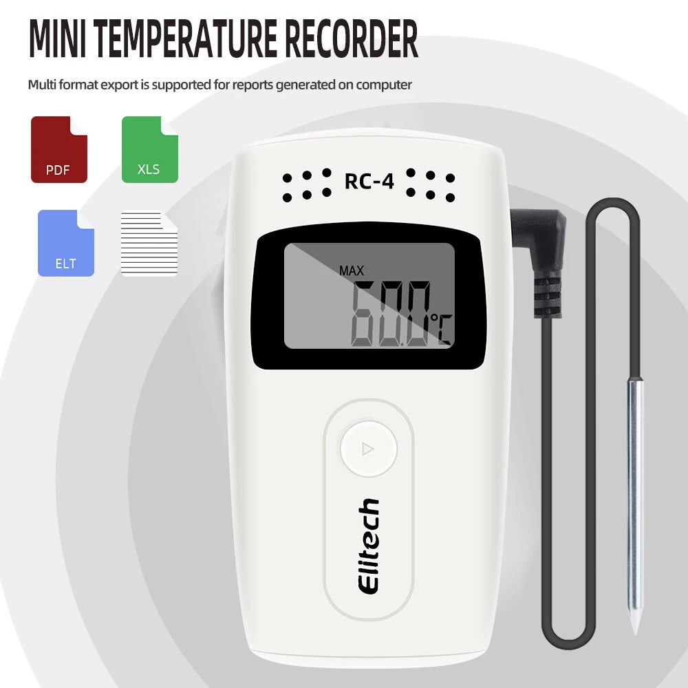 5 шт. RC-4 USB-регистратор данных о температуре, регистратор данных, внешний датчик, 16000 точек, встроенный NTC датчик