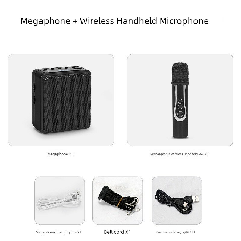 Bluetooth голосовой усилитель с ручным микрофоном для преподавателей и певцов, включает колонку и ручной микрофон, 1