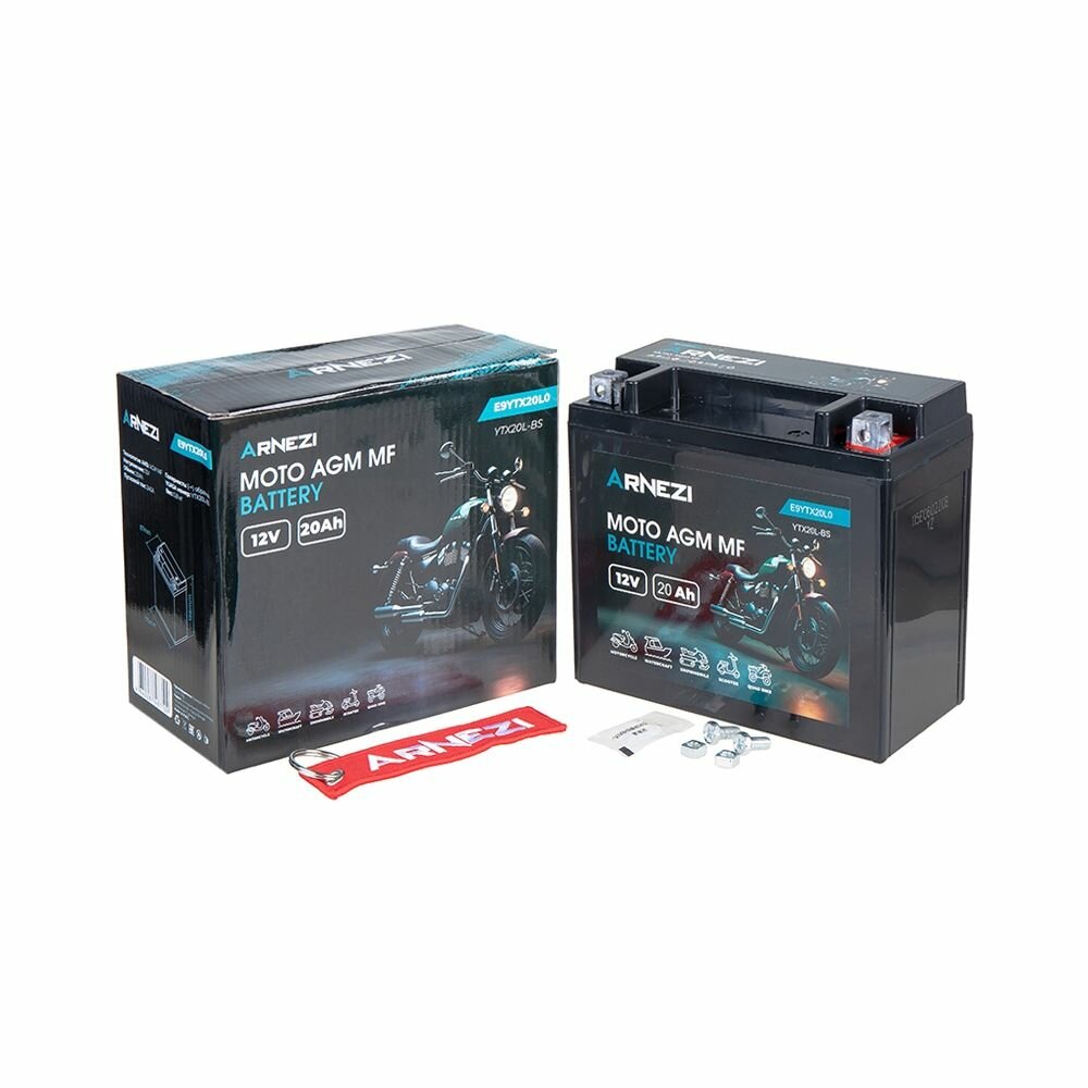 Аккумулятор для мотоцикла AGM 12В 20 А/ч обратный R(+) 175х87х156 YTX20L-BS EN240 A, арт E9YTX20L0