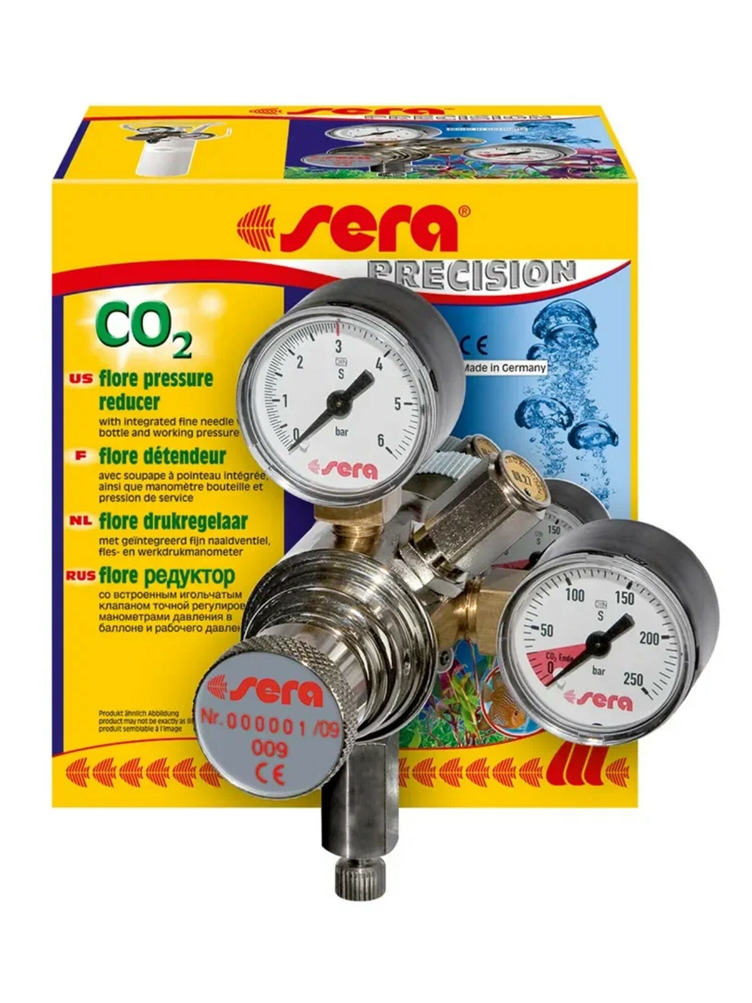 Редуктор давления "sera flore CO2 pressure reducer" для баллоных CO2 Систем
