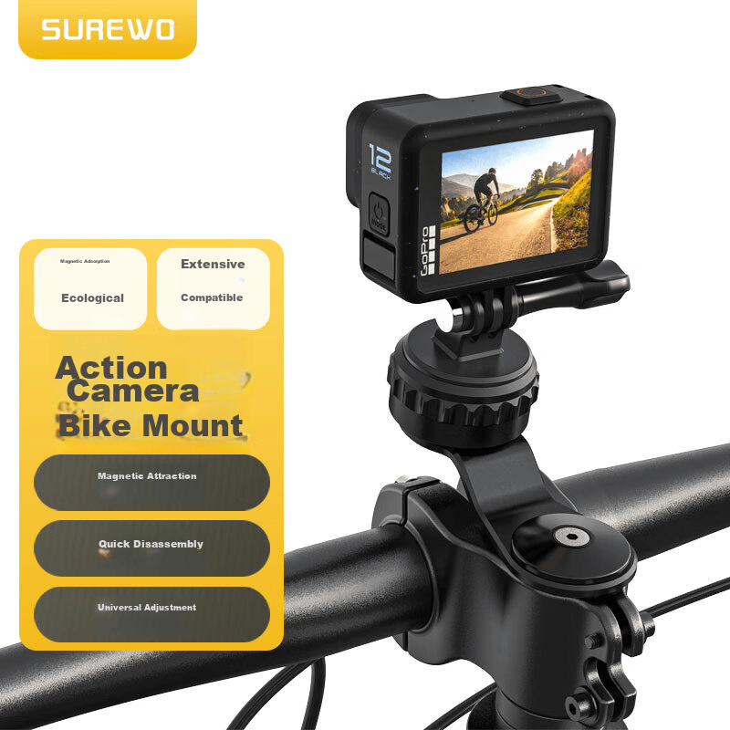 SUREWO Магнитная быстросъемная велосипедная подставка для DJI Action 5 Pro/6/4 и GoPro с универсальной чашкой