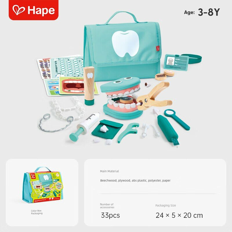 Hape Набор для ролевых игр: стоматологическая клиника с улыбкой для детей, включая зубную щетку, стул и аксессуары