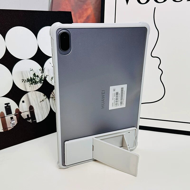 Матовый чехол с подставкой для Huawei MatePad 11,5 дюйма (2026) серый с закаленным стеклом, жесткие и мягкие края