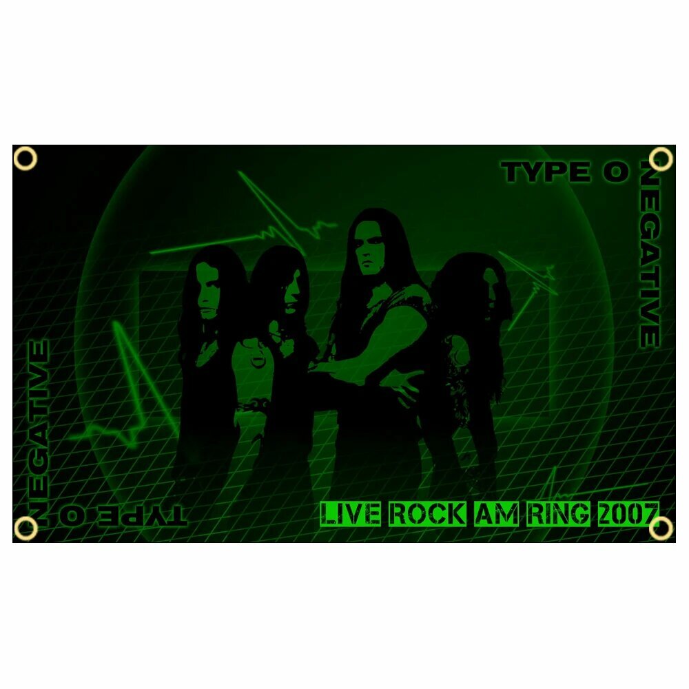Флаг Type O Negative Live Rock Am Ring 2007, 60x90 см, Темно-зеленый