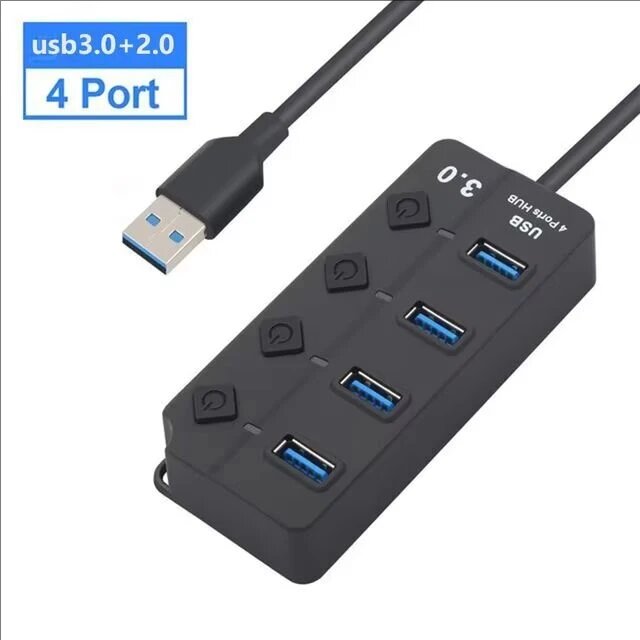 USB 3.0 хаб 4 Port, черный